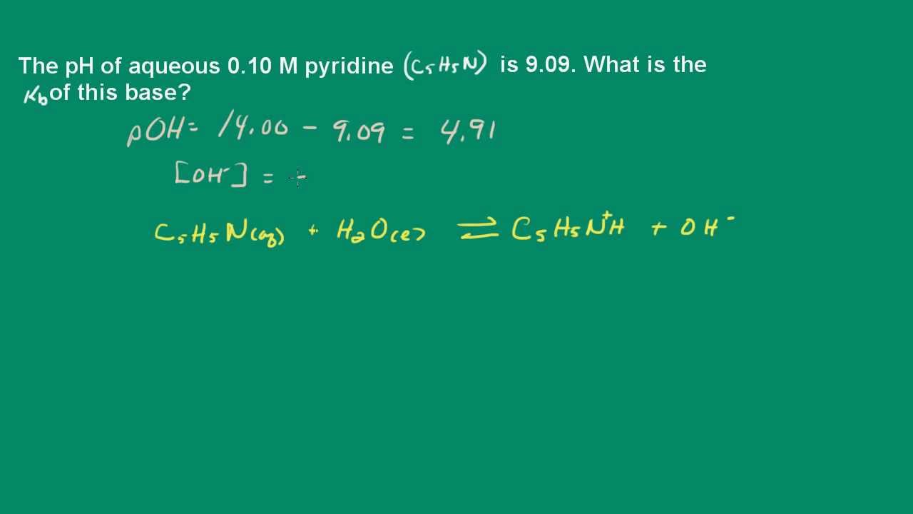 Calculate the Base Dissociation Constant, Kb - YouTube