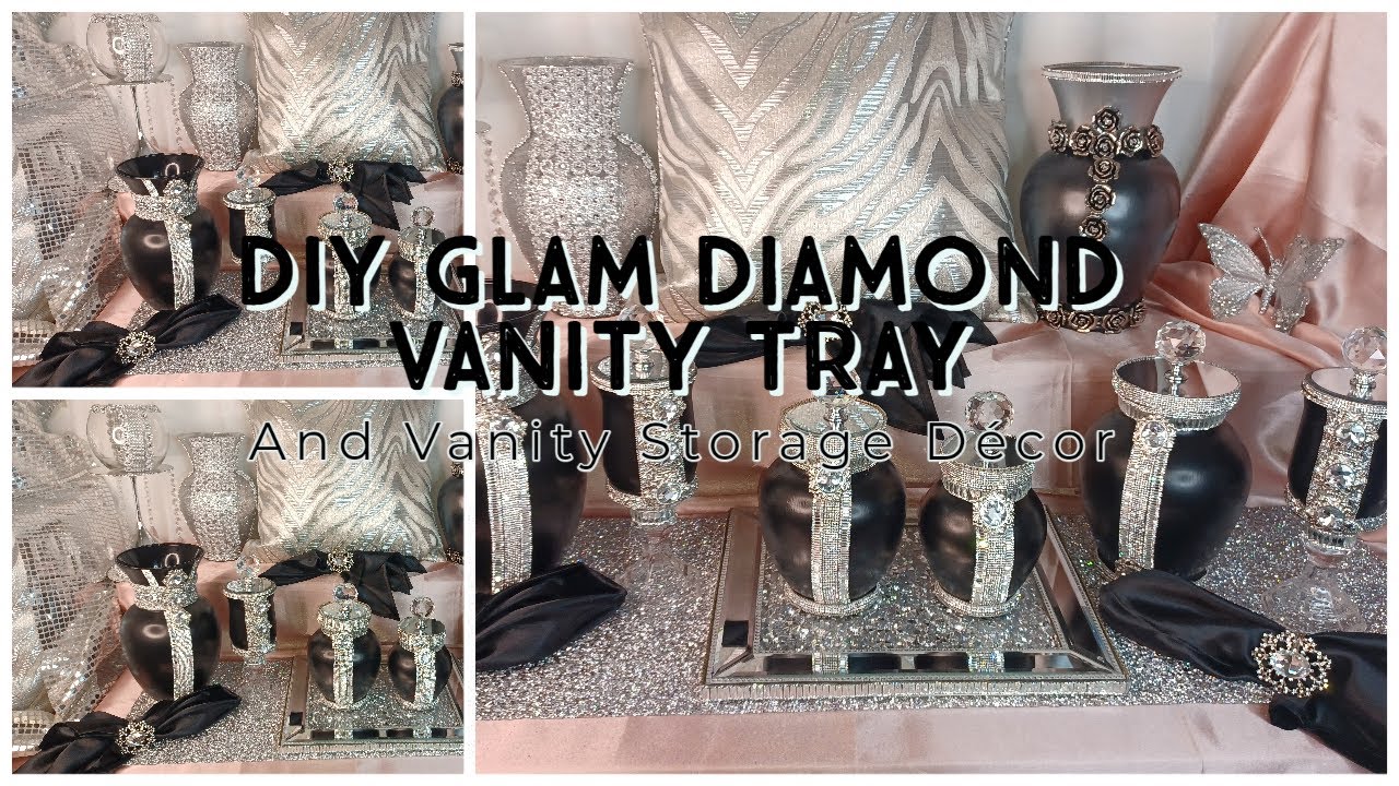 The DIY Glam Diamond Vanity Tray & Black Diamond Vanity Storage Set ...
