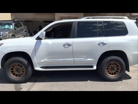 NEW WHEELS AND FRONT SENSOR LIFT ON LX570 - YouTube