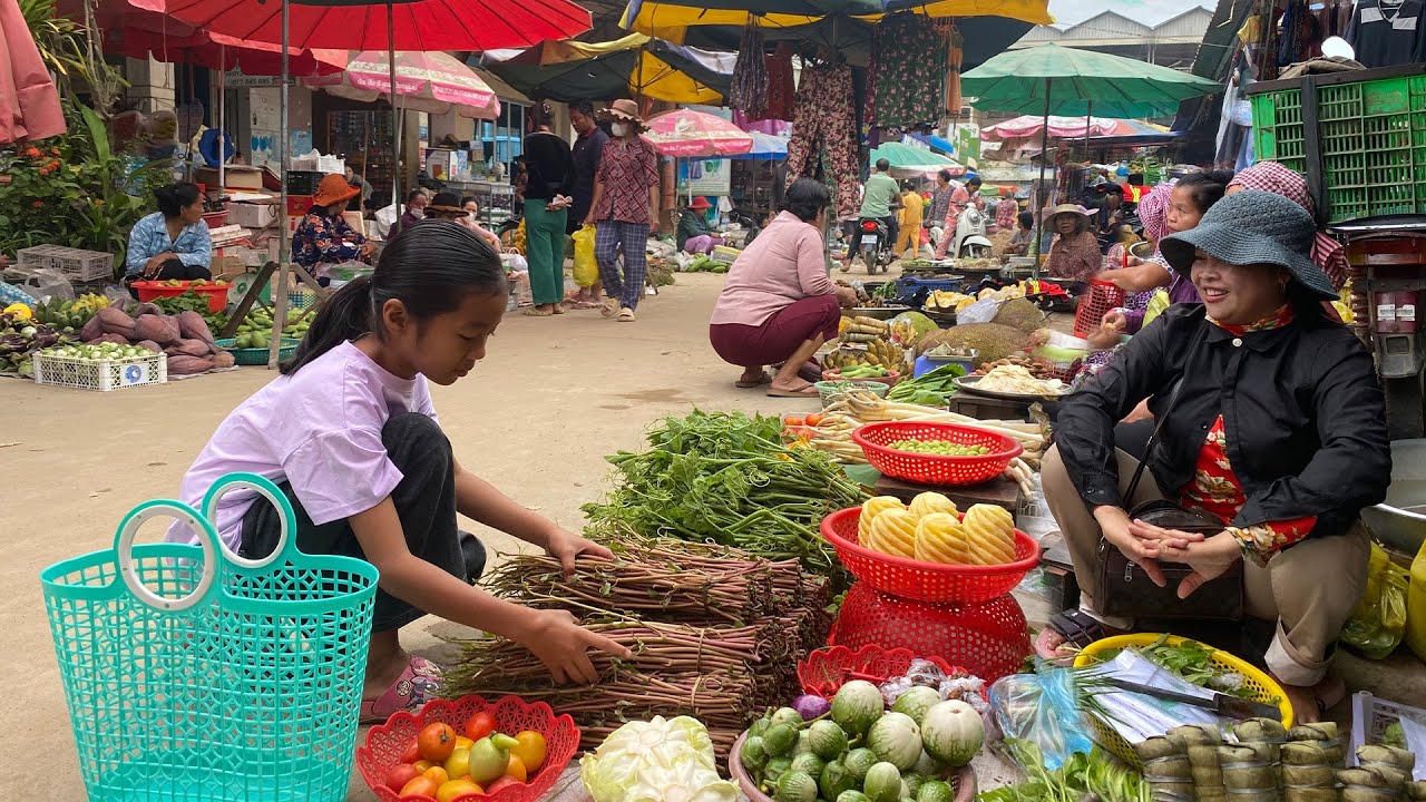 Sunday morning, Sreypich buys water spinach and some ingredients for ...