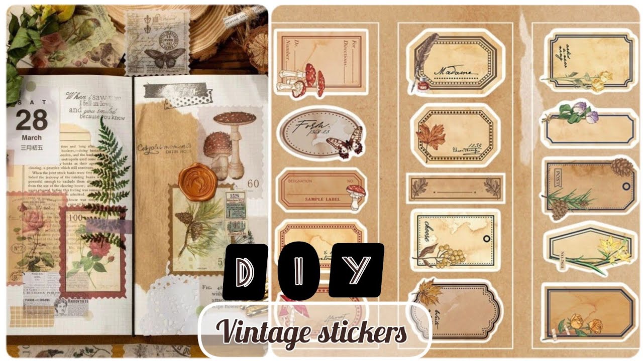 How To Make Journal Vintage Sticker/DIY Vintage Sticker/Easy Vintage ...