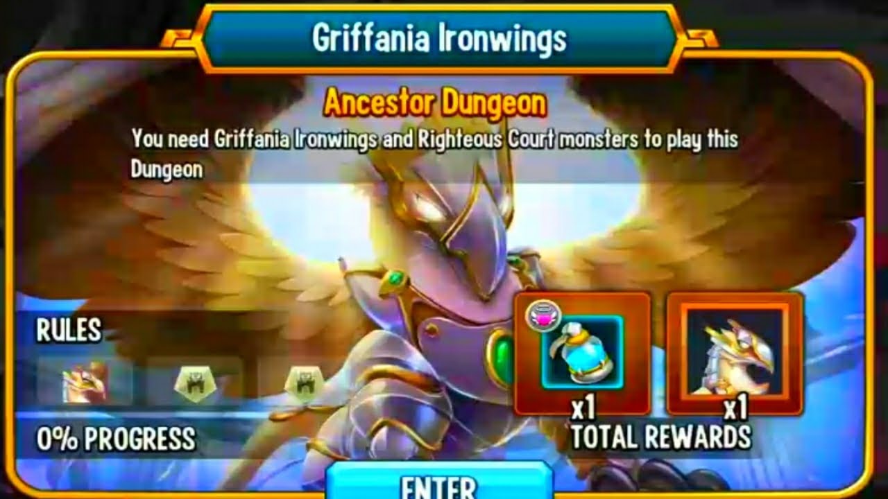 MONSTER LEGENDS ANCESTORS DUNGEON | GRIFANNIA IRONWINGS | Easy Mode ...