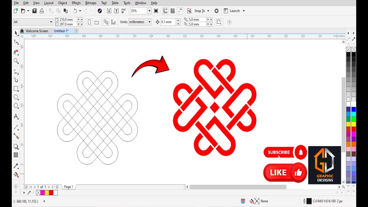 Heart Shaped Design in Coreldraw | Professional logo designing in coreldraw | Coreldraw tutorial ...
