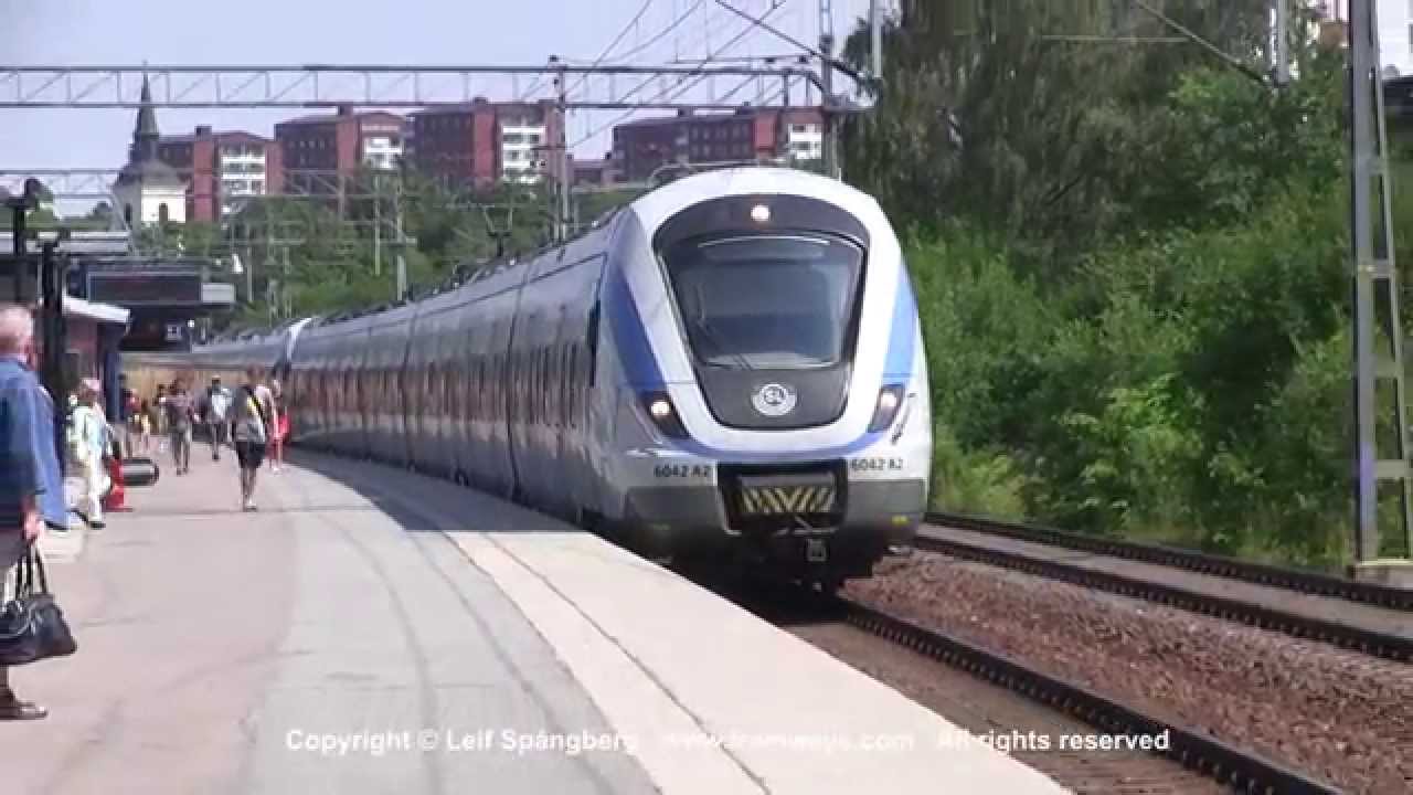 SL X60 commuter trains at Huddinge station - YouTube