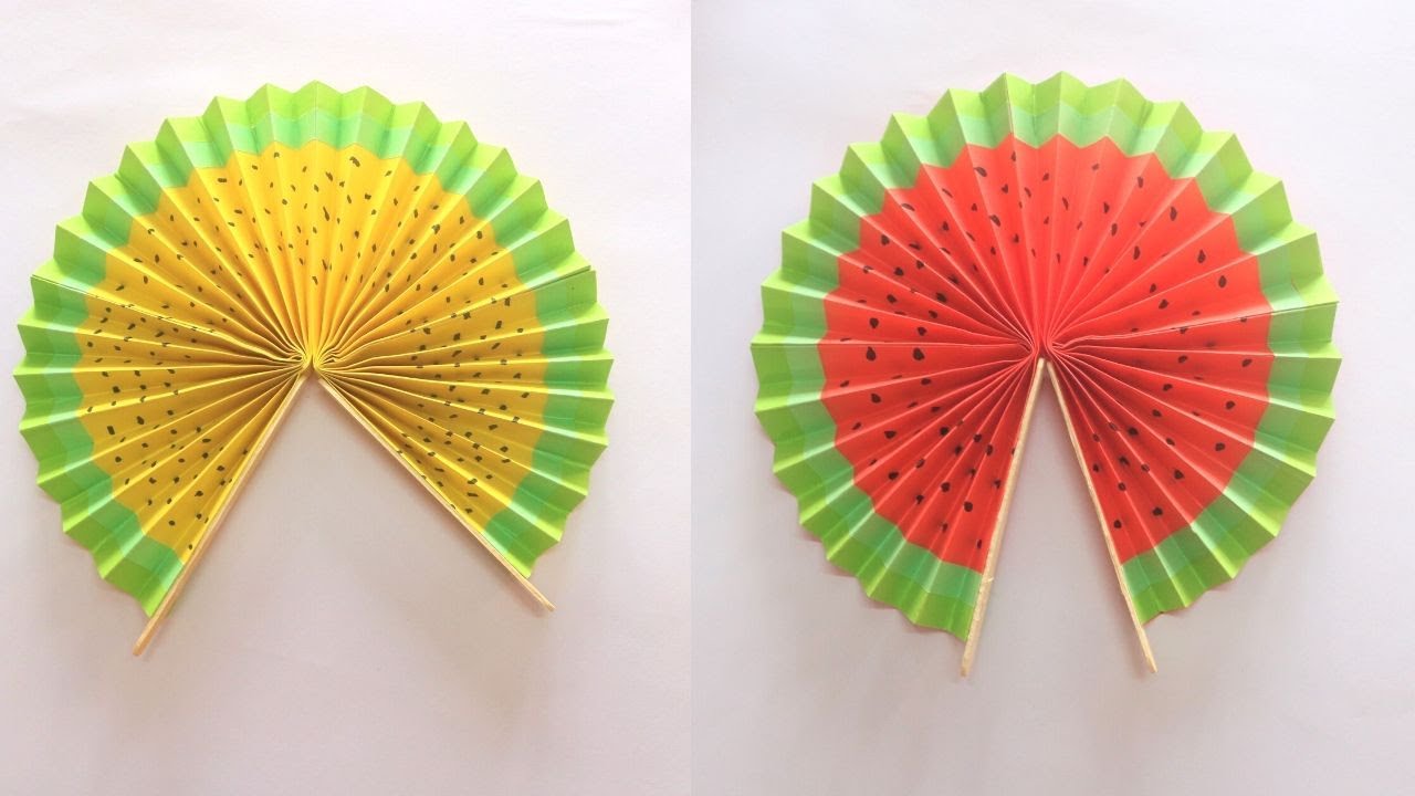 Paper Pop Up Watermelon Hand Fans | DIY Paper Hand Fan | Easy Paper ...