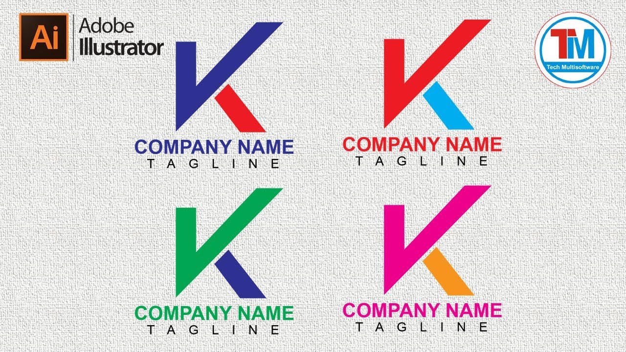 How to create K letter logo in illustrator - YouTube