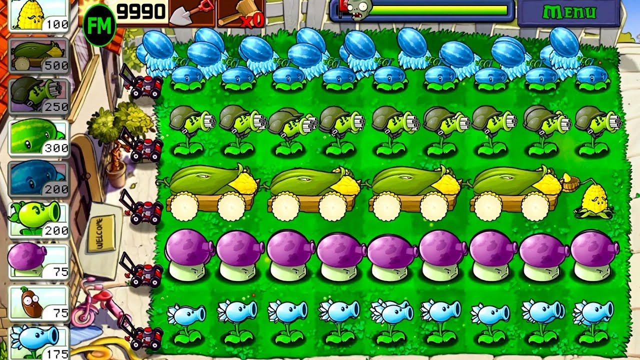 Pvz Hack Version Survival Day 1,2,3,4,5 Flags Gameplay Challenges | Pvz ...