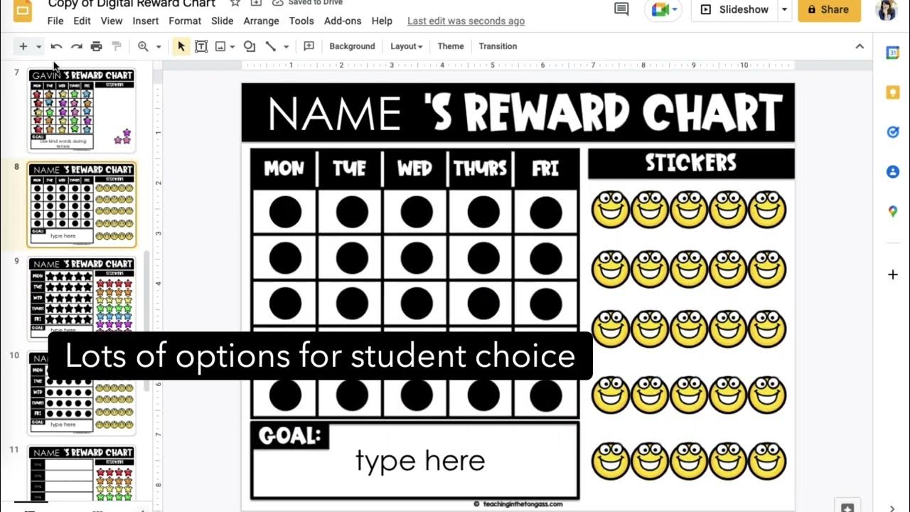 Editable Class Reward Student Chart - YouTube