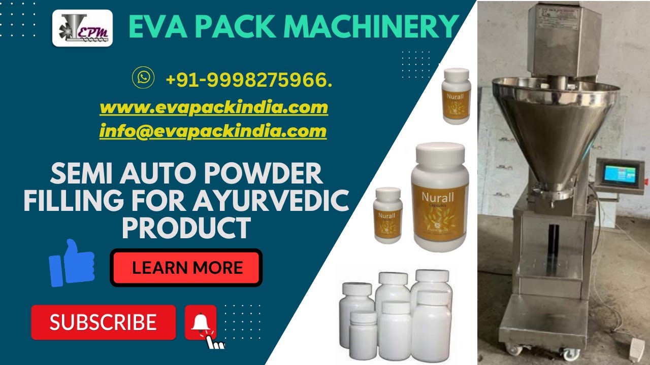 Semi Automatic Ayurvedic Powder Filling Machine, Auger filler - YouTube