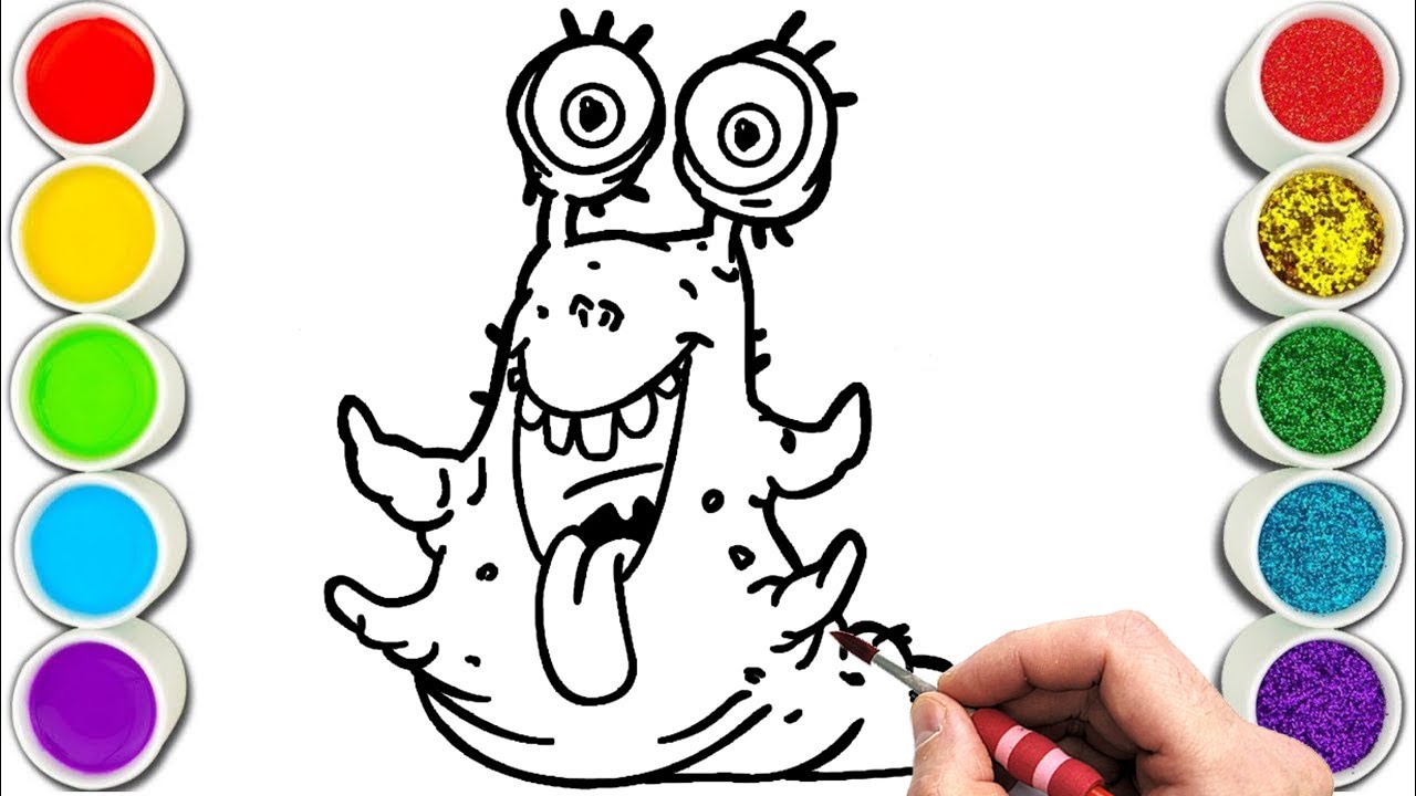 Monster Slug Drawing, Painting & Coloring For Kids and Toddlers_ Child ...
