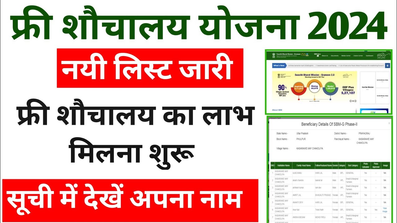 sauchalay ki list kaise dekhe |शौचालय Phase2 List 2024 | New sauchalaya ...
