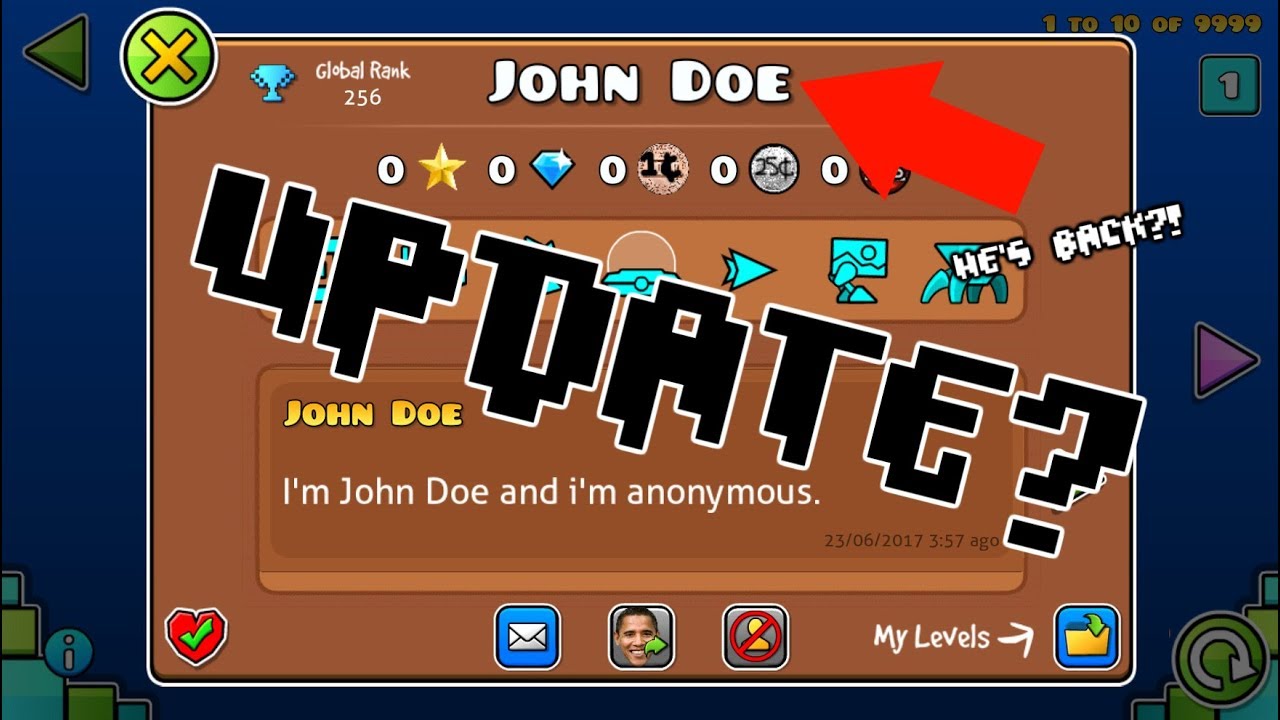 JOHN DOE MAKES HIS RETURN ON GEOMETRY DASH FOR JULY 30?! *NEW LEVEL ...