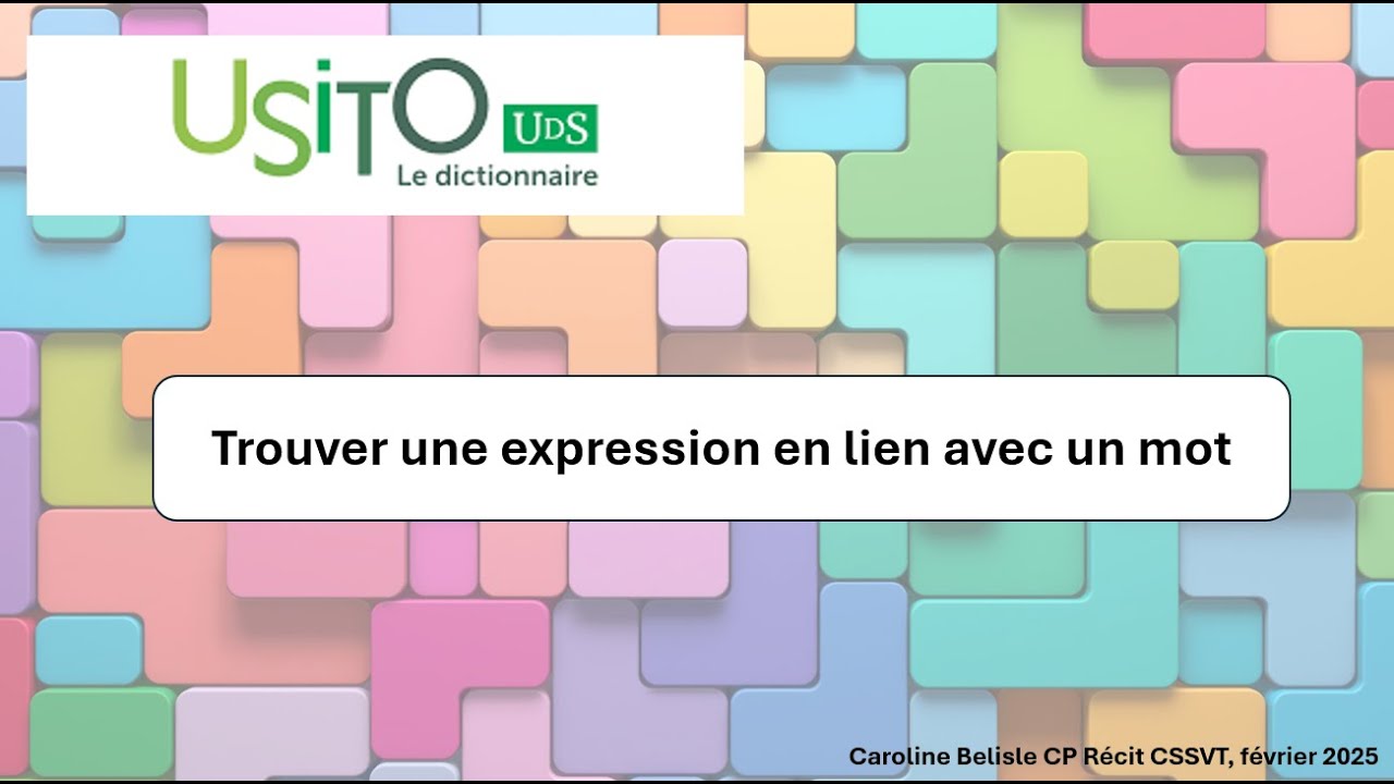 les expressions en lien avec un mot dans Usito - YouTube