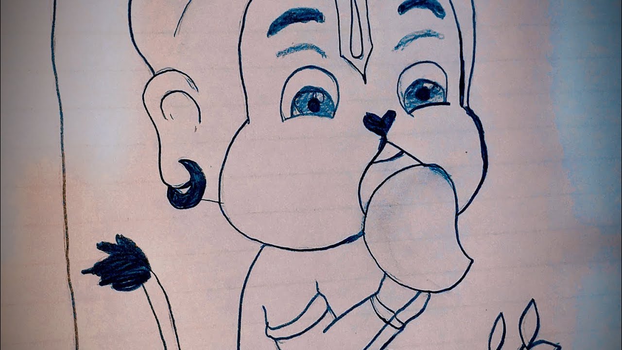 Cute Bal Hanuman Eating Mango Pencil Sketch #bajrangbali - YouTube