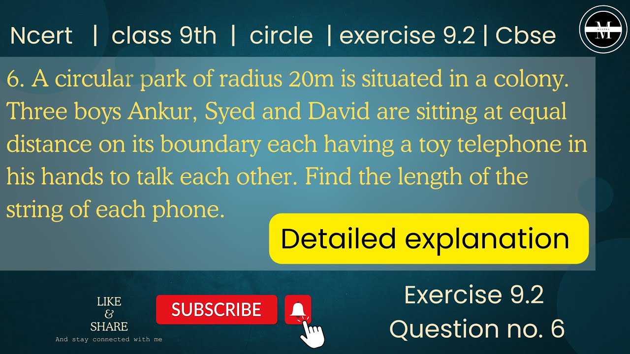 Circle | NCERT | Class 9th | Exercise 9.2 | Question no. 6 - YouTube