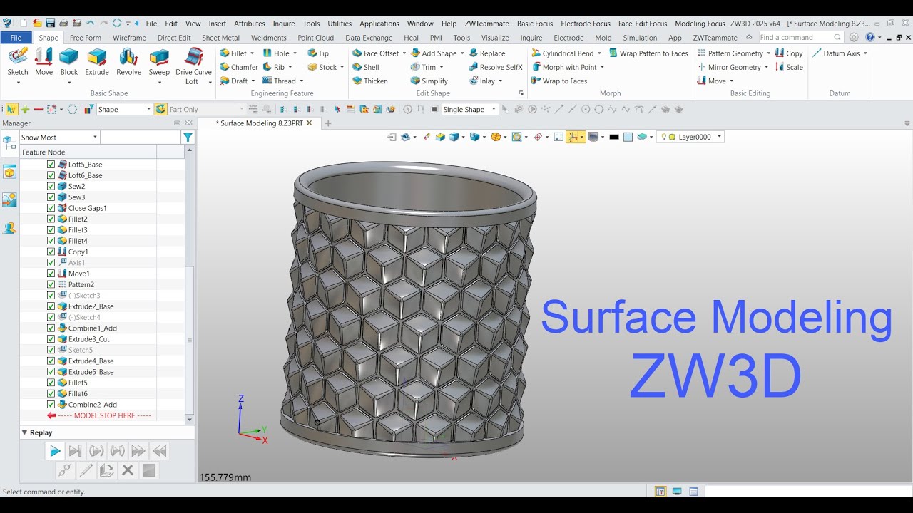 ZW3D Exercise 46 - Surface Modeling - YouTube