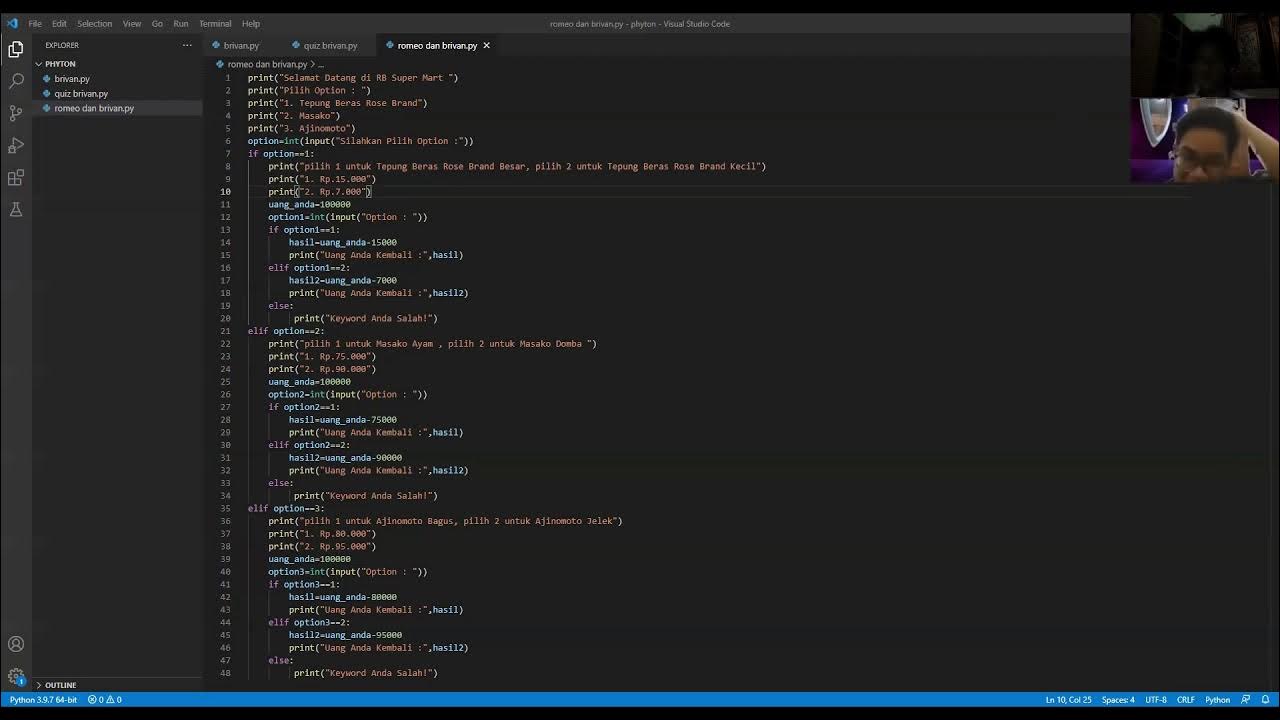 pemorgraman VS Code dengan menggunakan tipe data Numerik dan String. - YouTube