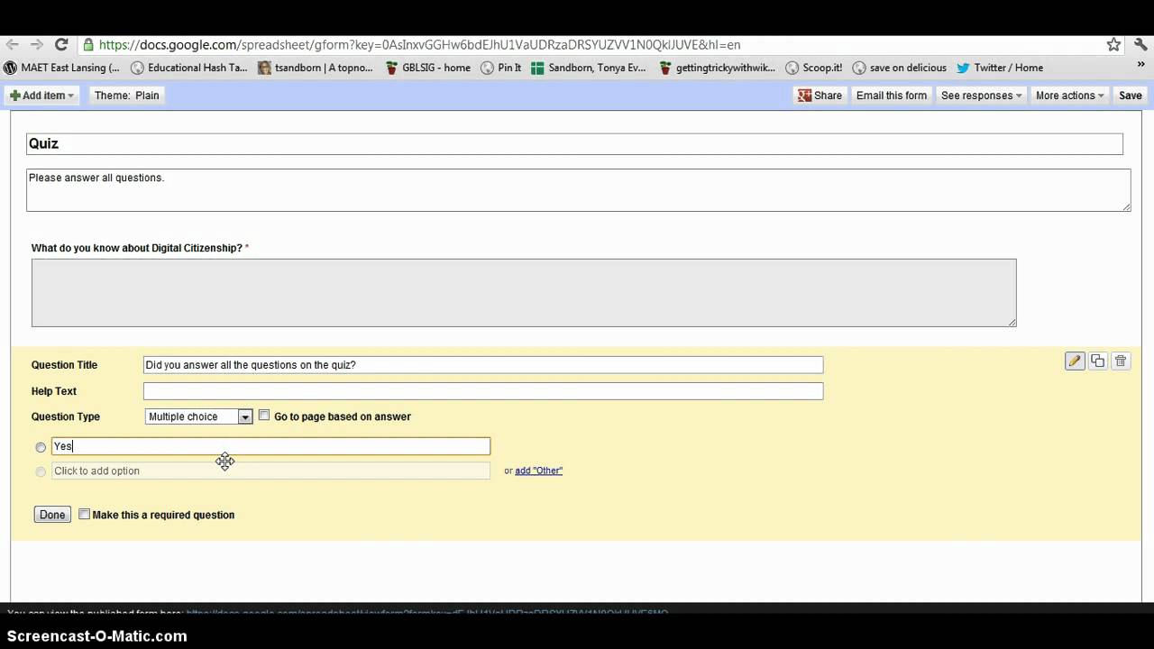 Google Form Screencast-o-matic - YouTube
