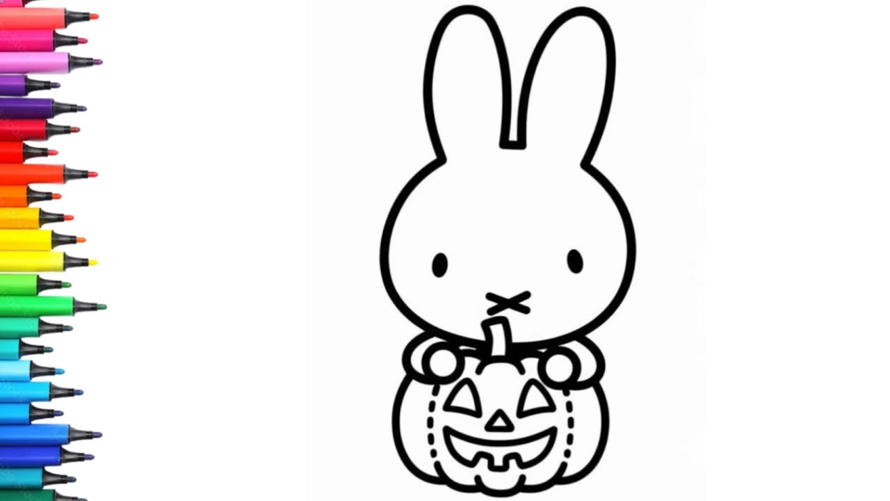 Miffy with Pumpkin Drawing, Painting & Coloring For Kids and Toddlers ...