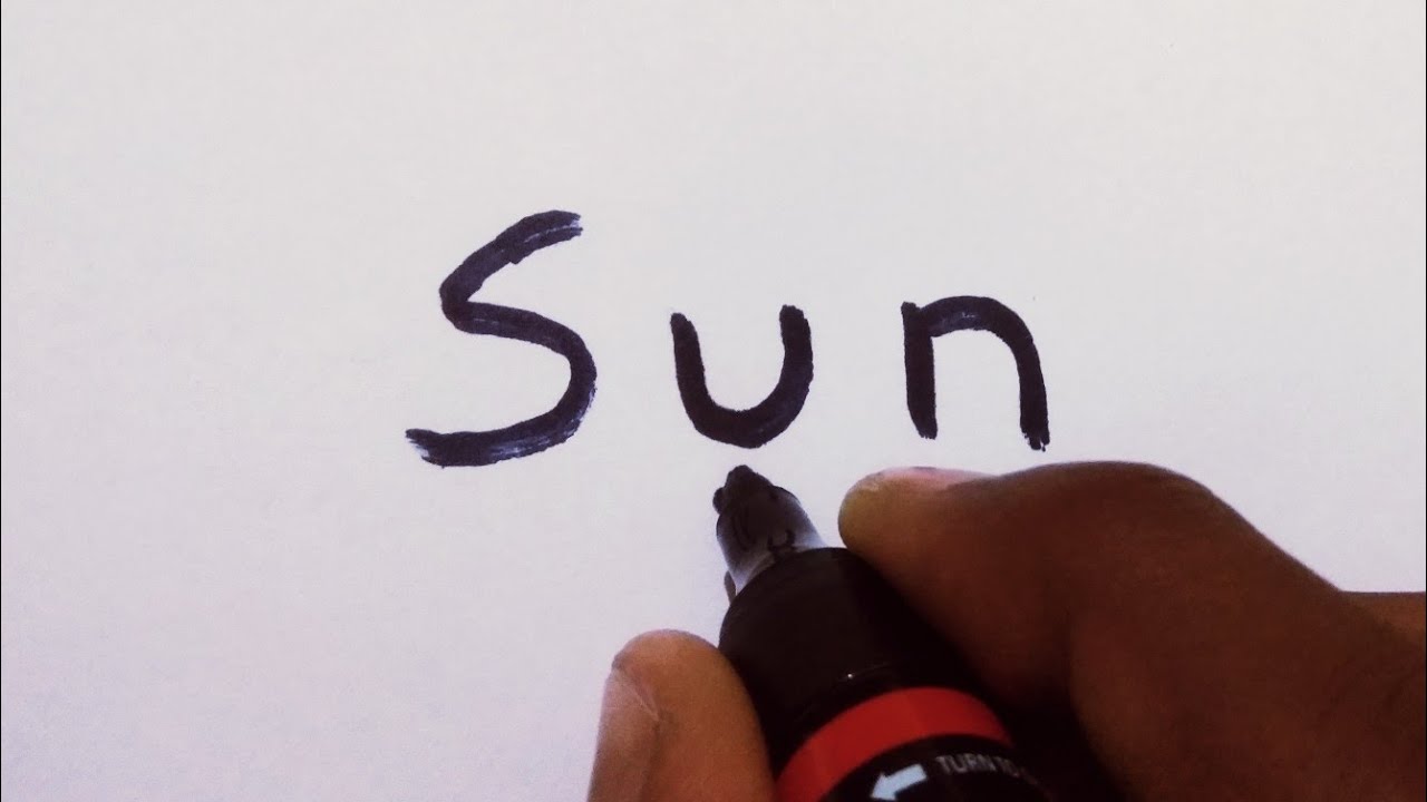 Very easy , How to turn word sun into a cartoon for kids/How to draw ...