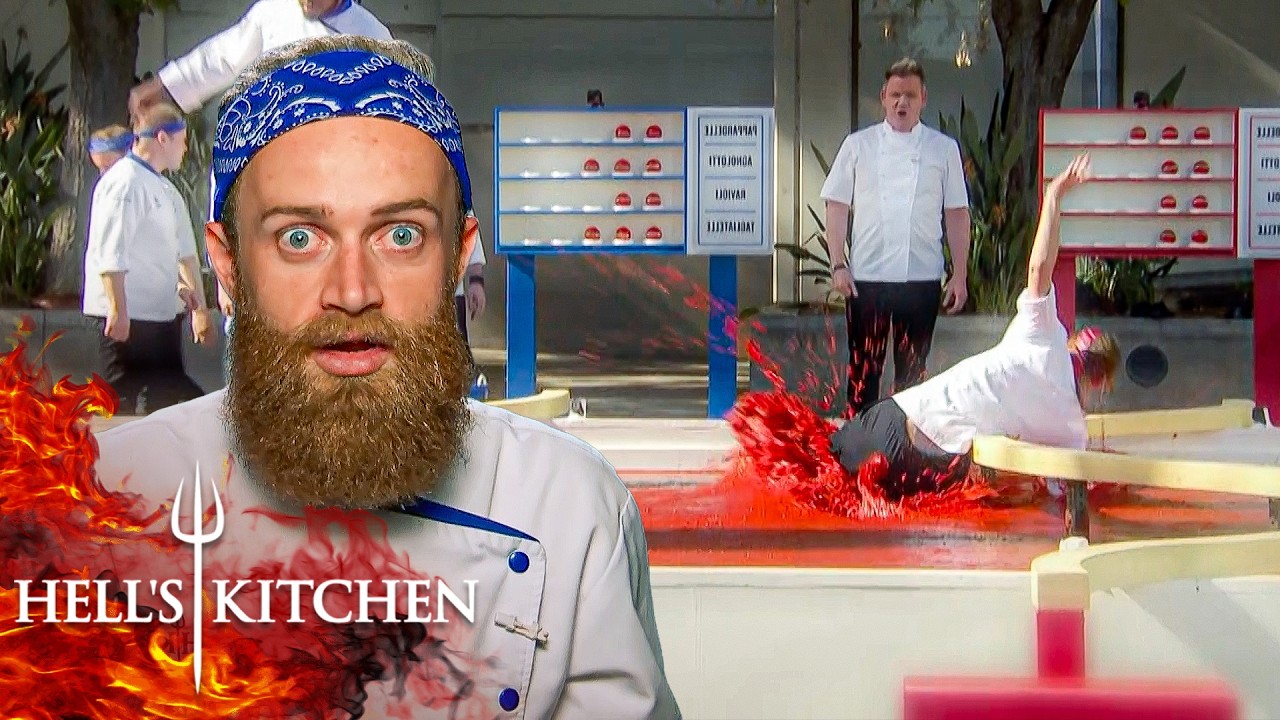 Chefs Balance for Creative Pasta Ingredients | Hell's Kitchen - YouTube