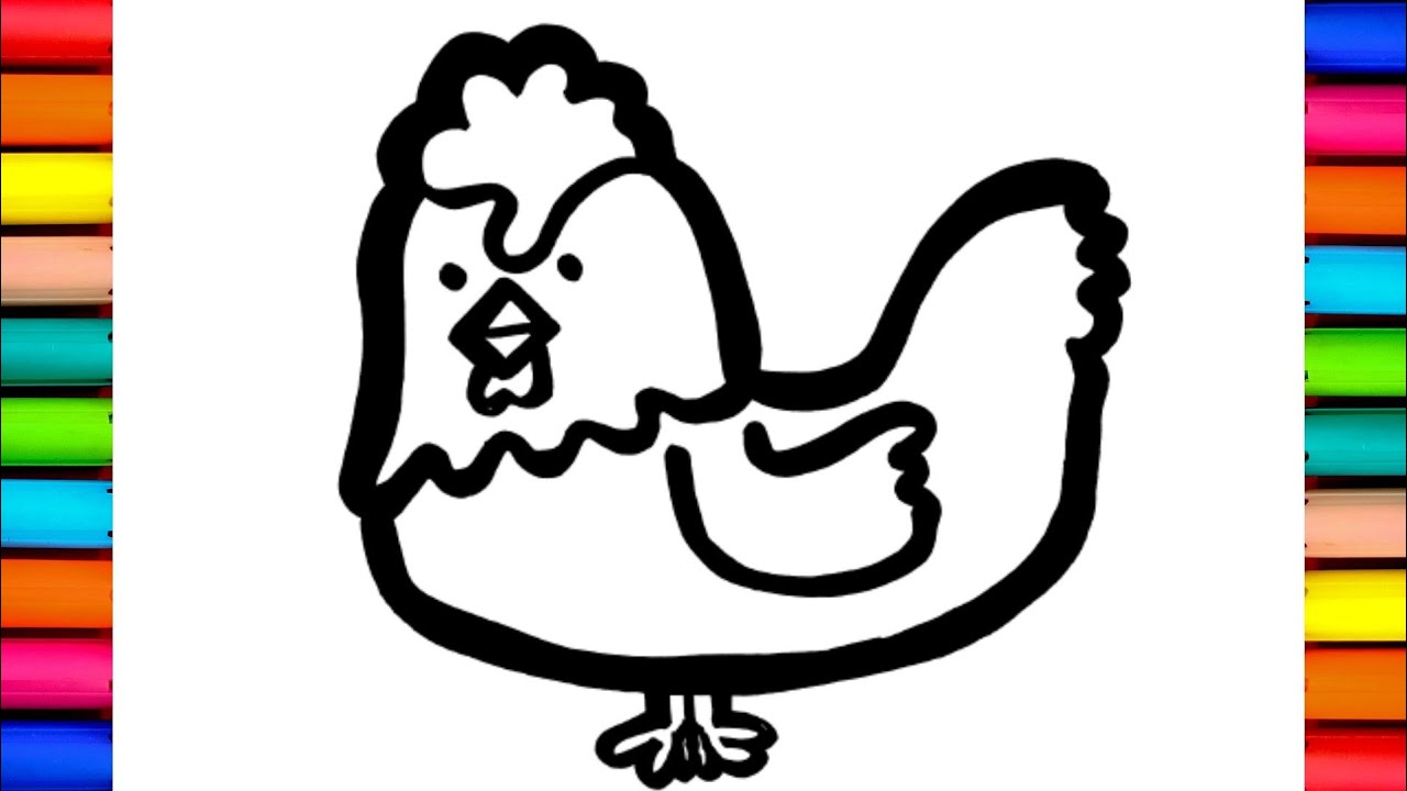 Chicken Drawing Chicken Drawing, Painting and Colouring for kid's ...