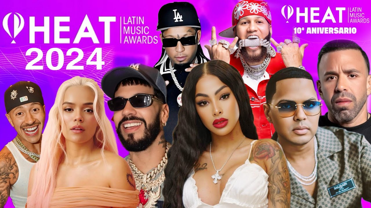 NOMINADOS A PREMIOS HEAT 2024 YAILIN, ALOFOKE, ANUEL, KAROL G, MOLUSCO ...