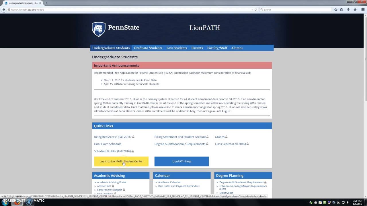 Enrolling in Classes Using LionPATH - YouTube
