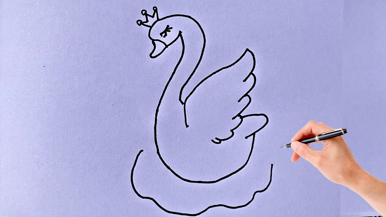 How to draw a swan step by step | rajhas drawing easy #pasiart - YouTube