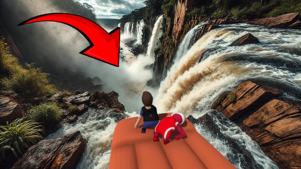 Extreme Waterfall Escape in Human Fall Flat! - YouTube