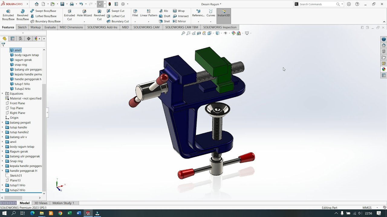 Solidworks | Ragum - 8 | Tutup handle & Finish | Cara edit bagian ...