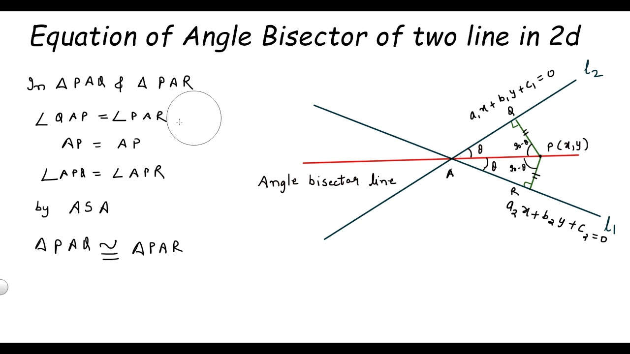 Straight lines Part 9 | Derivation of angle bisector of two lines in 2d ...