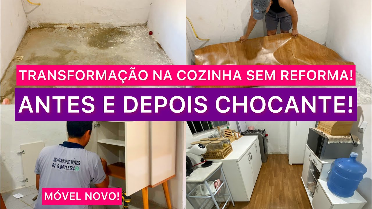 COZINHA NOVA! INSTALAMOS O PISO VINÍLICO, RECEBIDO, MONTAMOS O BUFFET ...