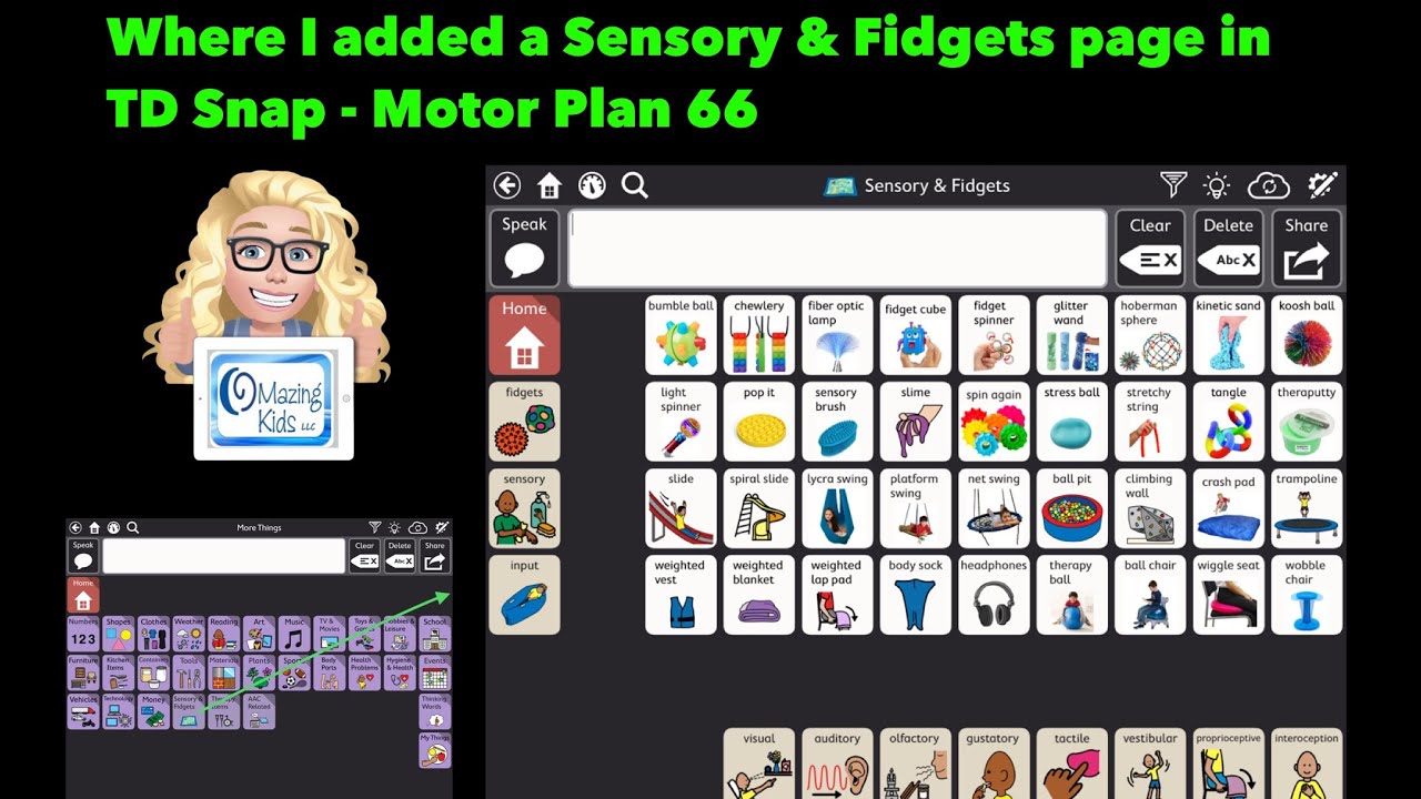 Where I added a Sensory and Fidgets page in TD Snap - Motor Plan 66 ...