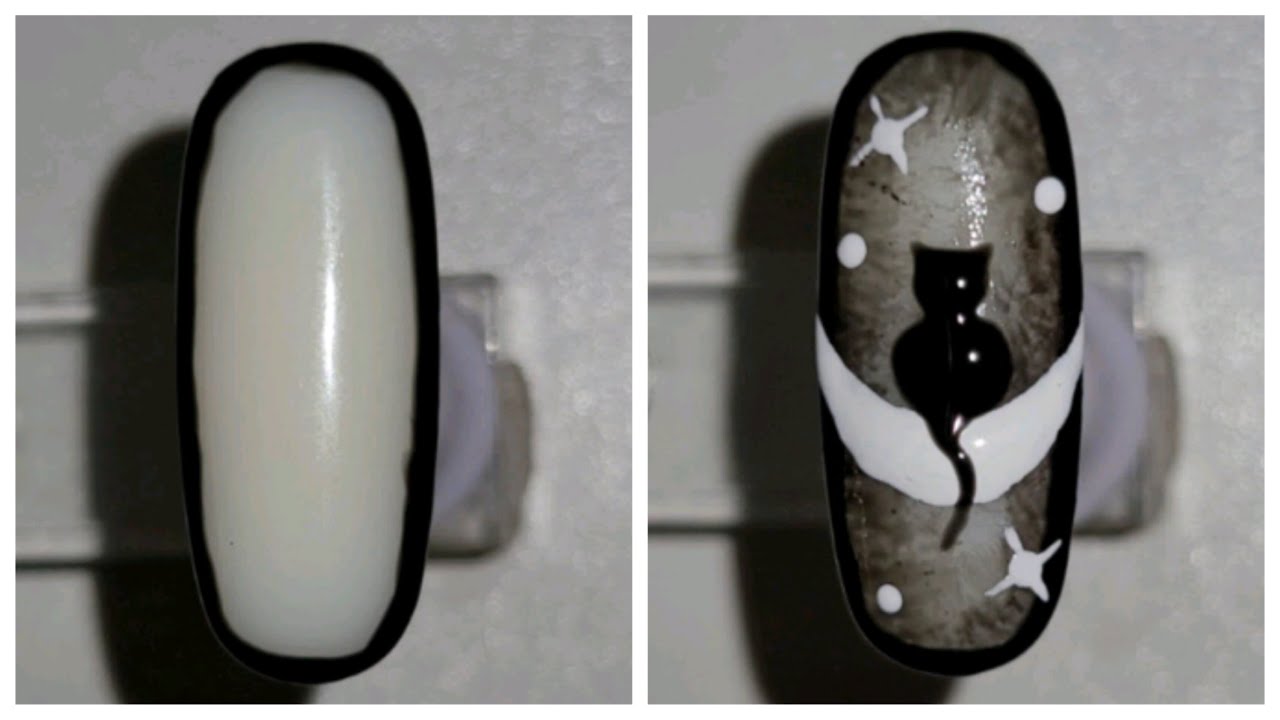 How to cats on the moon nail painting | Easy nail art designs black and ...