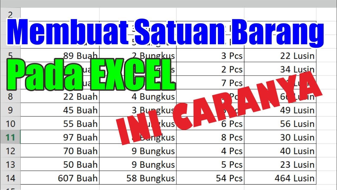 Cara Membuat Satuan Barang di Belakang Angka di Tabel Excel Otomatis ...