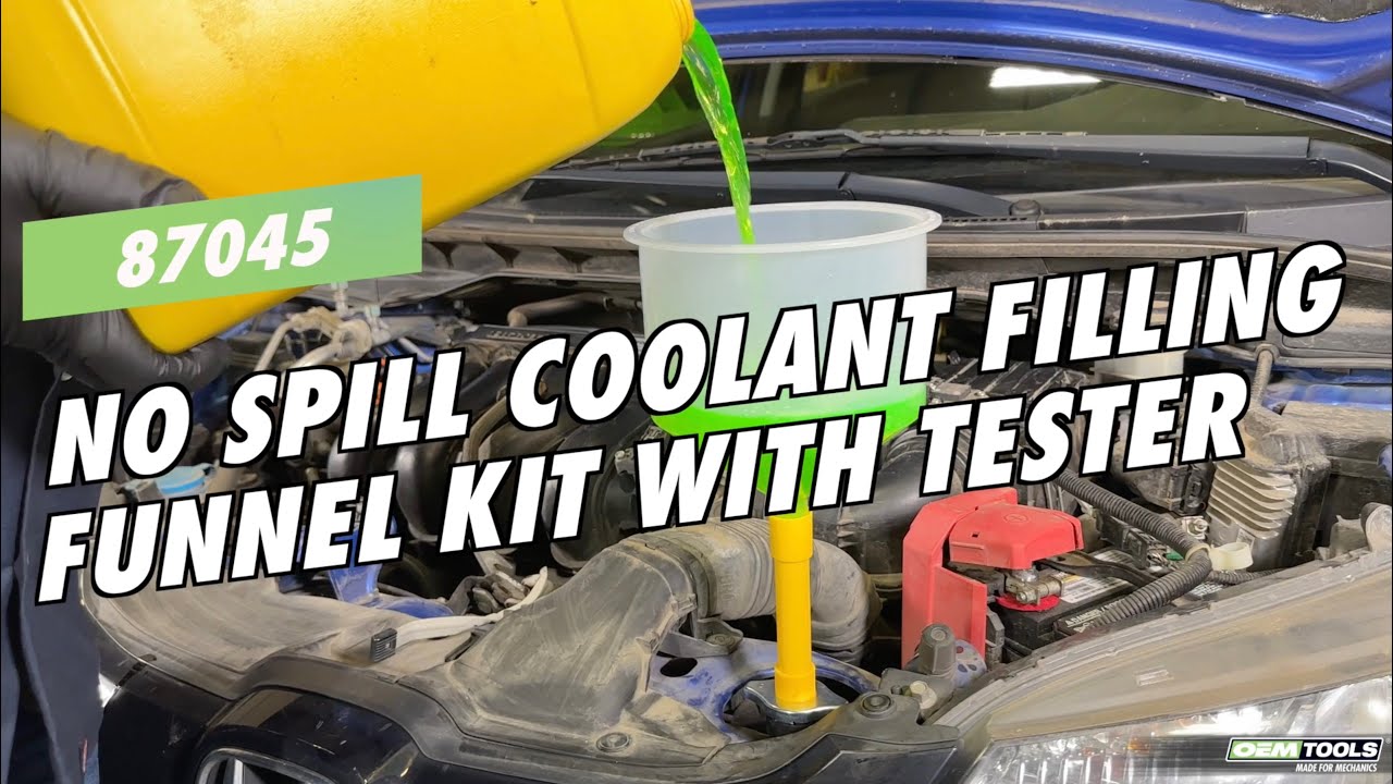 OEMTOOLS 87045 No Spill Coolant Filling Funnel Kit with Tester - YouTube