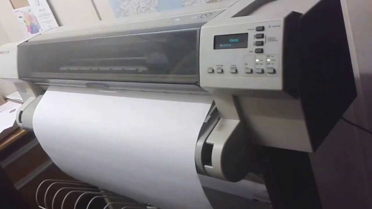 HP Designjet 750C Plus printer at work - YouTube