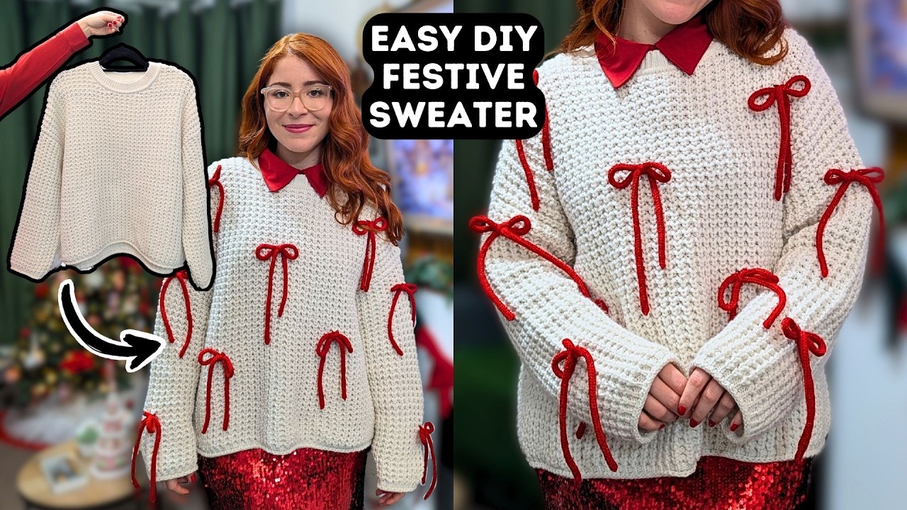 How to make the trendy 3D bow sweater | Christmas DIY - YouTube