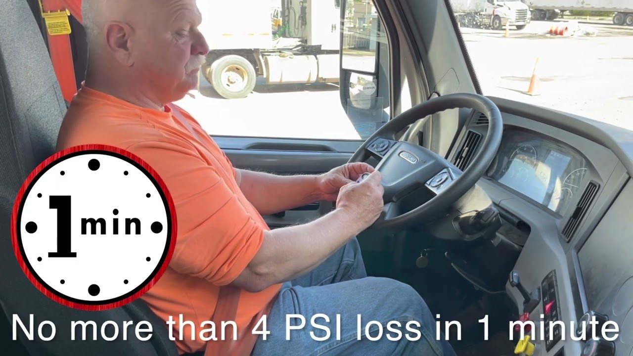 CDL-A In-Cab Inspection and Brake Test on an Automatic Tractor - YouTube