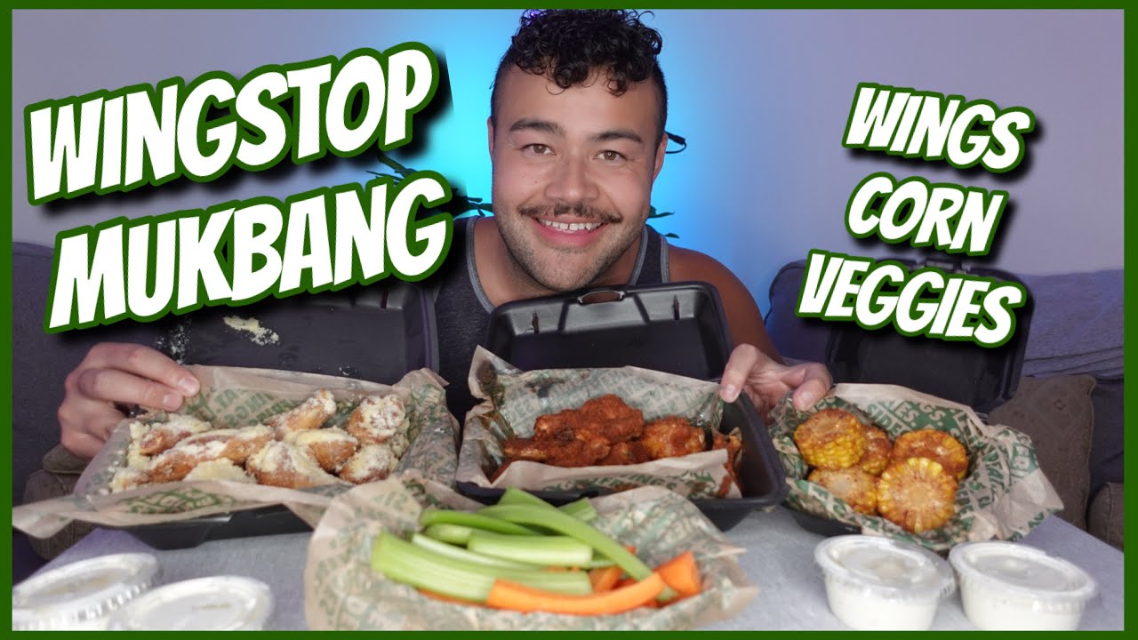 Wing Stop Mukbang | Wings, Corn, & Veggie Sticks - YouTube