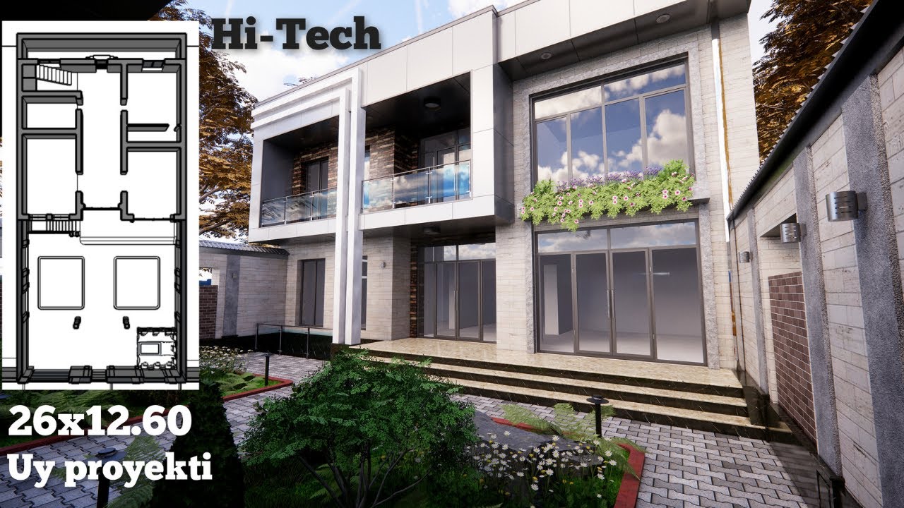 Kichik yer maydoni uchun zamonaviy Hi Tech uy loyihasi - YouTube