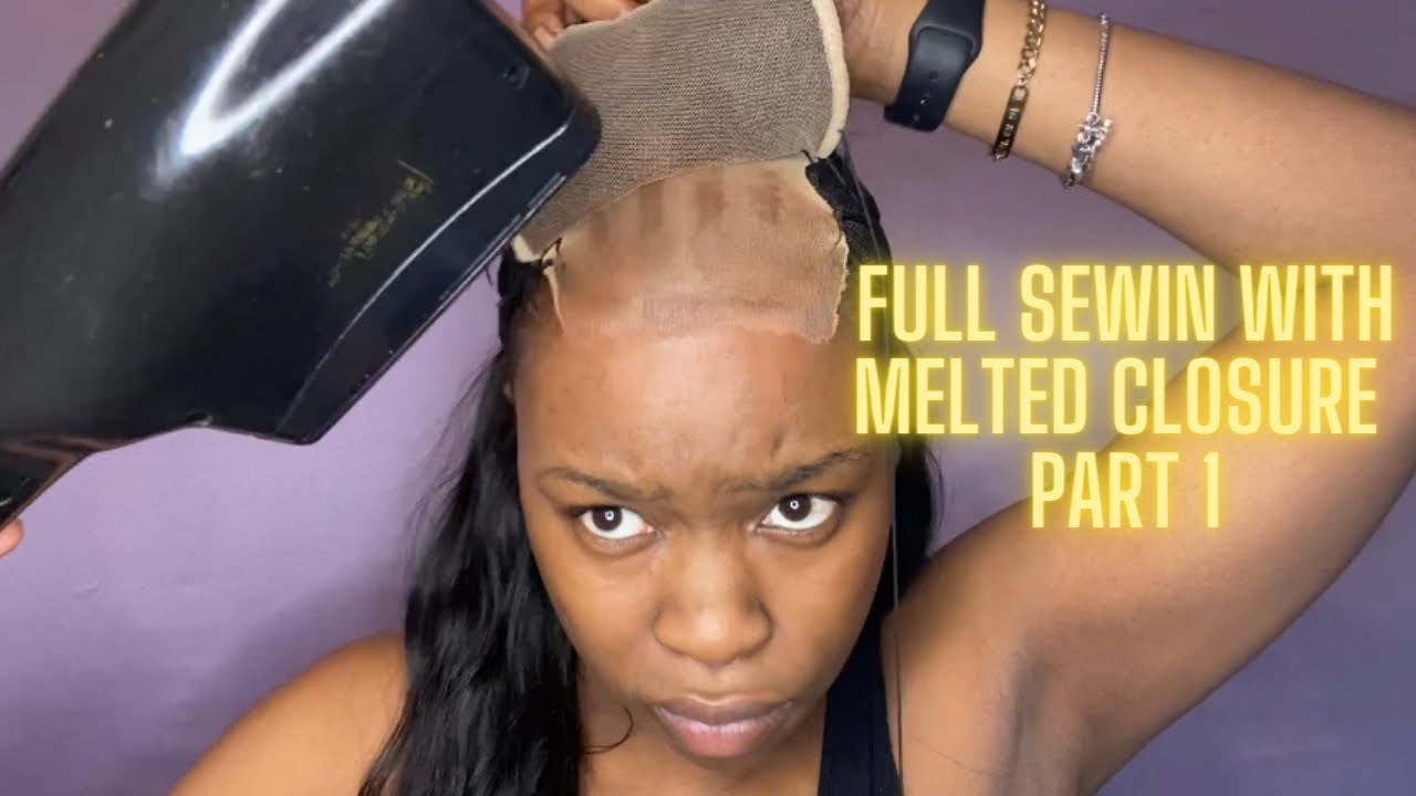 Full Sewin with Melted Lace Closure on 4C Natural Hair| How to: Sewin ...
