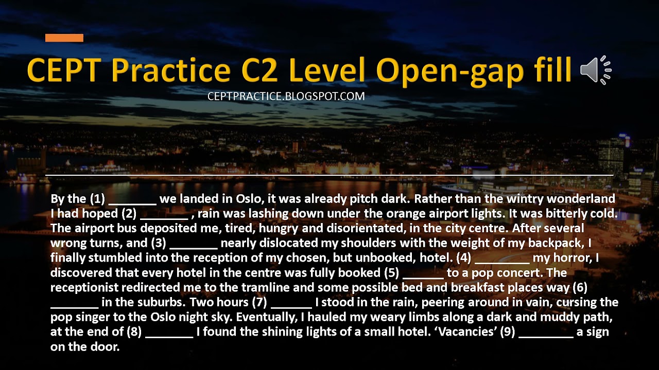 CEPT Practice C2 Level Open GAP FILL about traveling to Oslo - YouTube