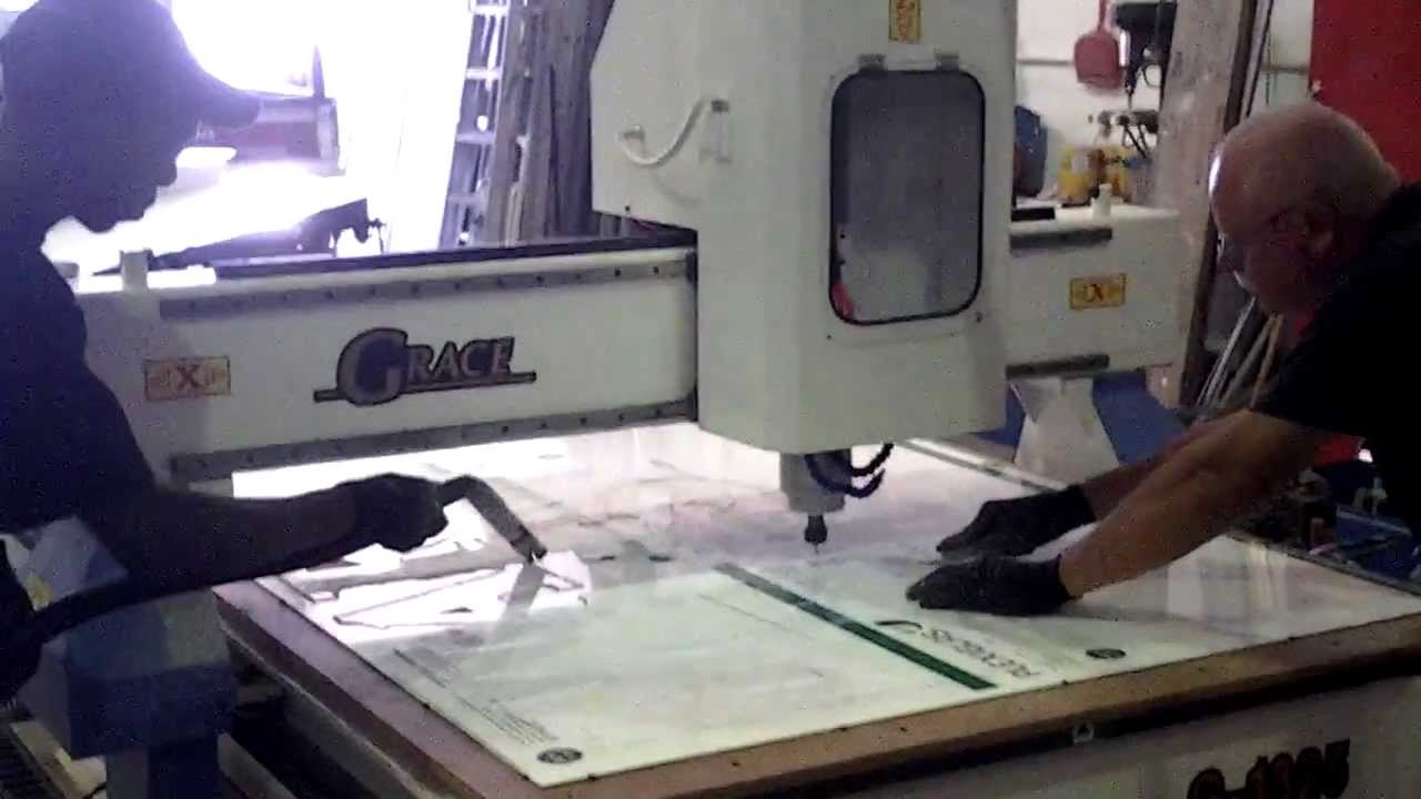 CnC Router model G1325g cutting perspex - YouTube