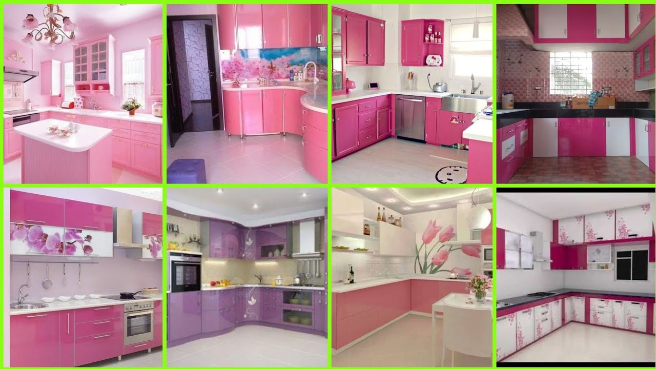 pink colour kitchen design latest||kitchen interior design colour||pink ...