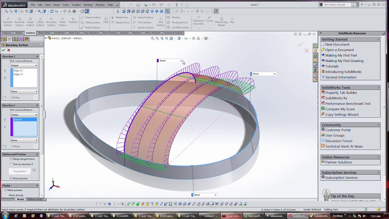 Solidworks 0 P organic surfaces - YouTube