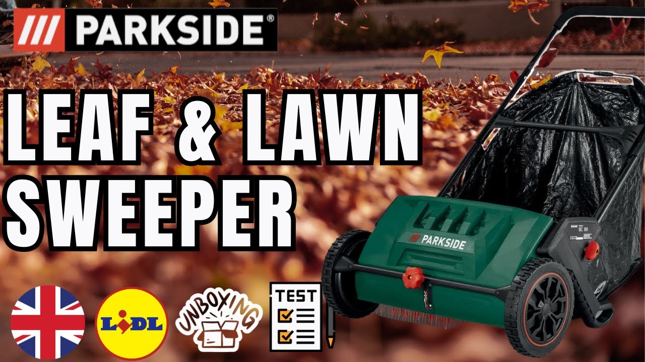 LEAF & LAWN SWEEPER Parkside PKM 103 A1 UK ENGLISH LIDL - YouTube