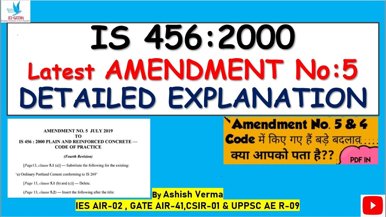 IS 456 Amendment 5 Discussion Explanations Part 1 2 YouTube