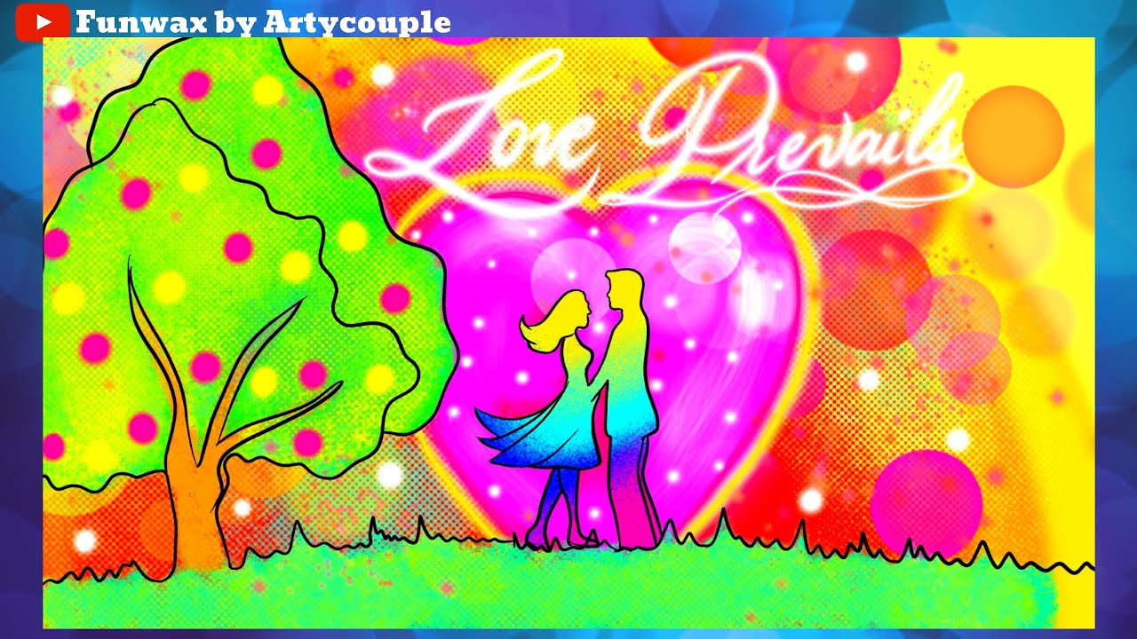 New year 2020 love drawing | Acrylic painting scenery | happy valentine ...